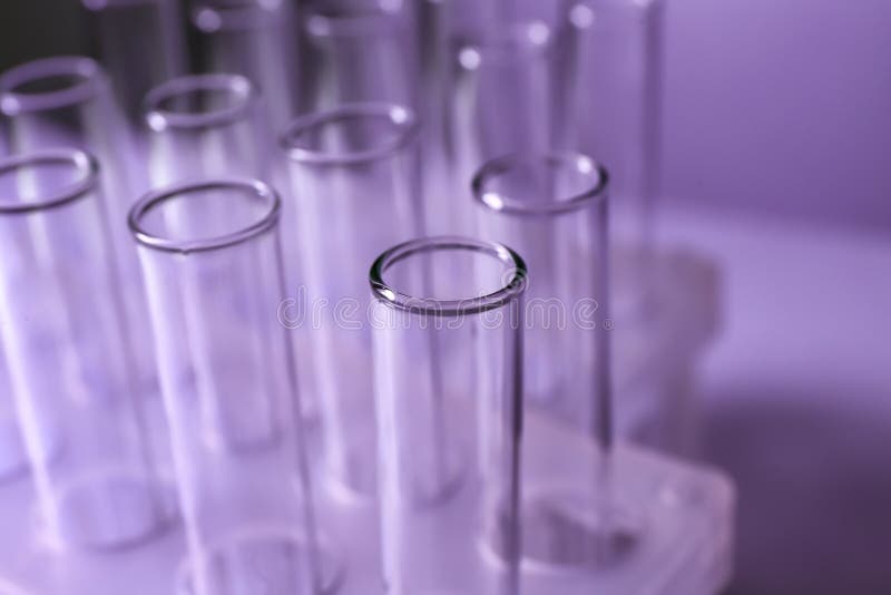 Empty Test Tubes in Laboratory, Closeup Stock Photo - Image of ...