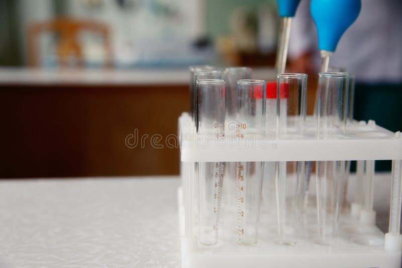 Empty Test Tubes in Laboratory on Table Stock Photo - Image of flask ...
