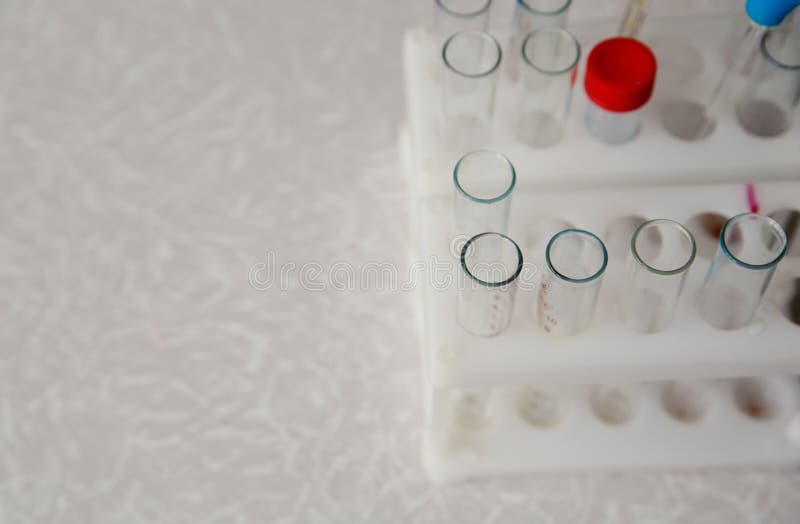 Empty Test Tubes in Laboratory on Table Stock Image - Image of light ...