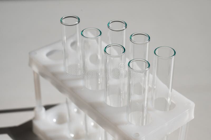 Empty Test Tubes in a Rack on a White Background. Stock Photo - Image ...