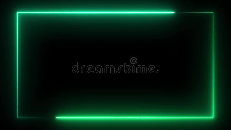 Empty Text Frame. Green Neon Color. Electrical Lines Rectangular Frame ...