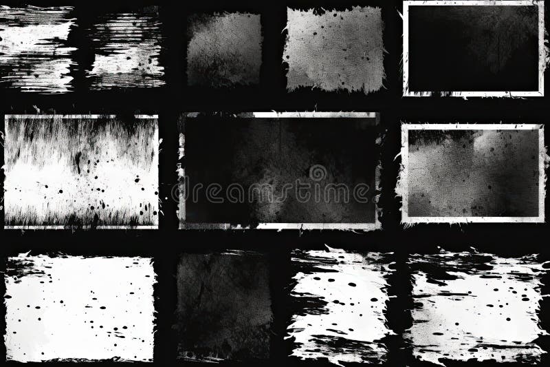 Empty Texture, Stencil Frames in Grunge Style on a Black Background ...