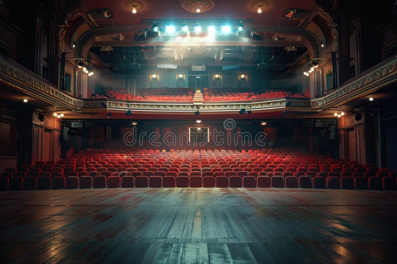 An Empty Theater with Red Seats on the Stage Stock Photo - Image of theater, hall: 357391356