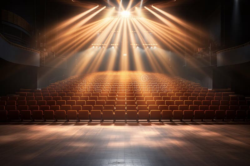 Empty Theater Seating with Lights Shining from Above Stock Image ...