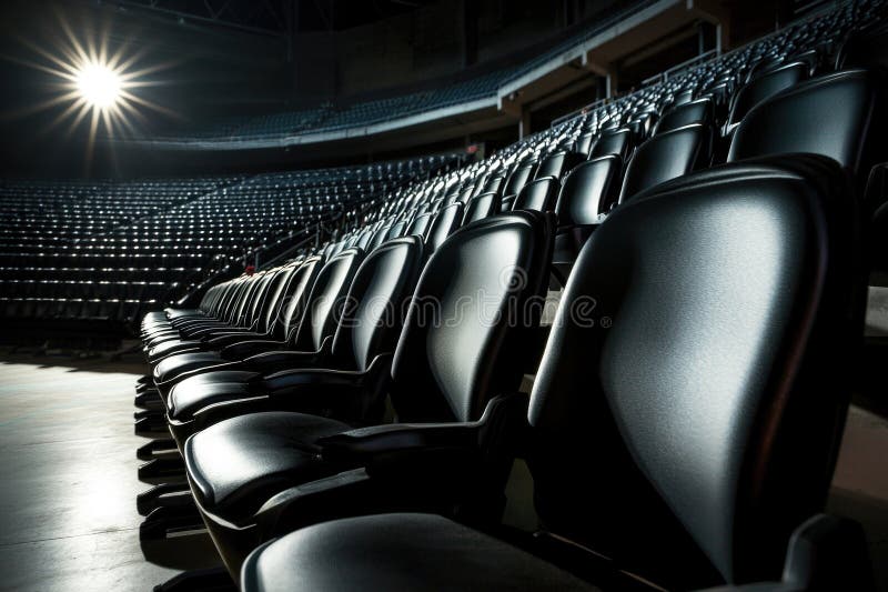 Empty Theater Seats in Dimly Lit Auditorium with Spotlight Stock Image ...