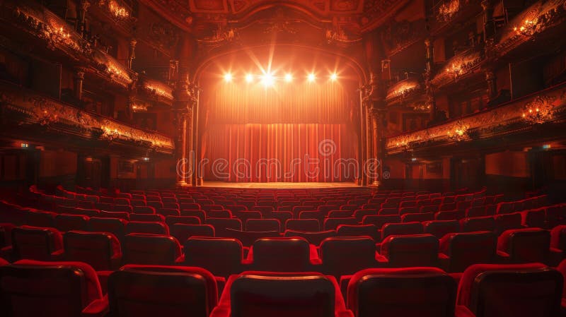 Empty Theater Seats and Stage before Performance Stock Image - Image of ...