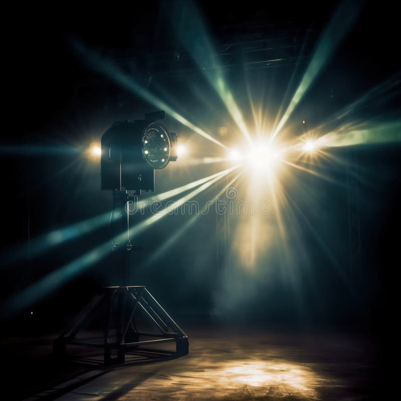 Empty Theater Stage Color Light Spotlights Stock Illustration ...
