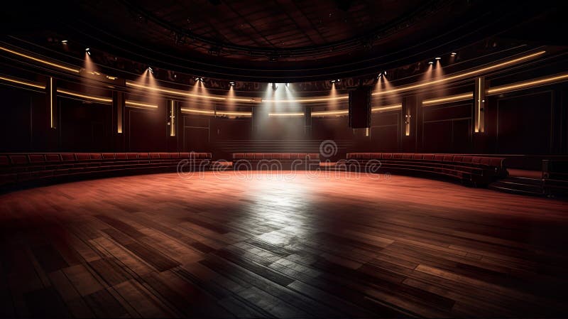 Empty Theater Stage, Large Spacious Open Plan Interior with Various ...