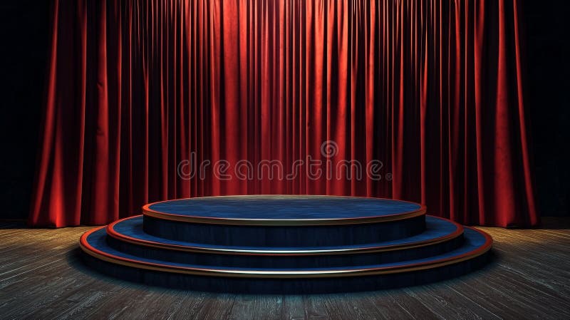 Empty Theater Stage with Red Velvet Curtains Stock Photo - Image of ...