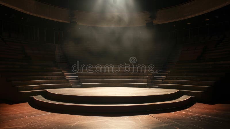 Empty Theater Stage with Spotlight and Wooden Flooring, Dramatic ...