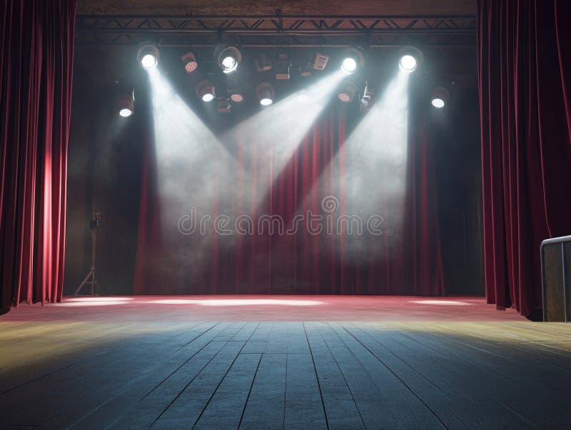 Empty Theater Stage with Spotlights Stock Photo - Image of professional ...