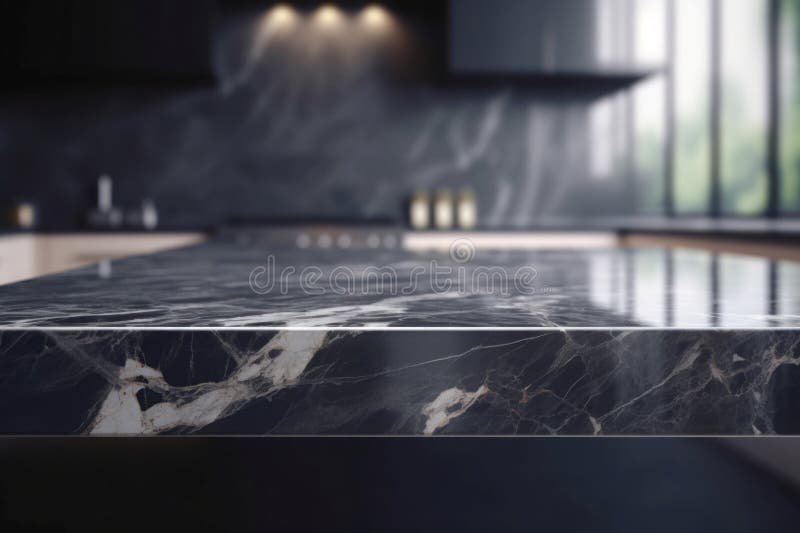 Empty Thick Marble Table. Generate Ai Stock Photo - Image of countertop ...
