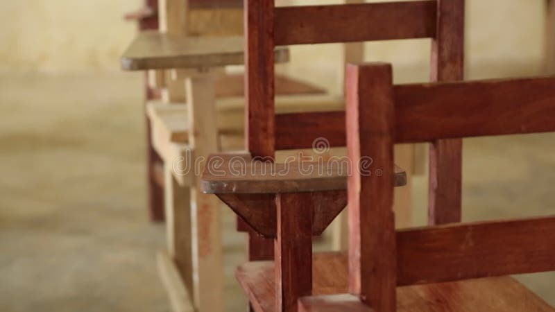 Empty Third World Classroom with Chairs from Front Close Up Stock ...