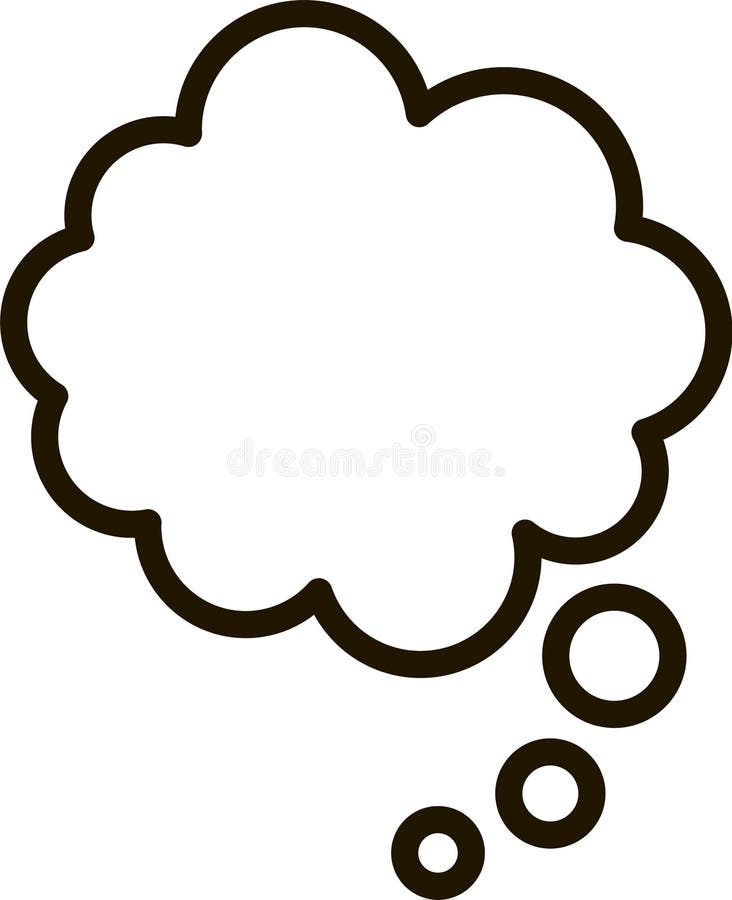 Empty Thought Bubble with a Thick Black Outline and Three Small Circles Representing the ...