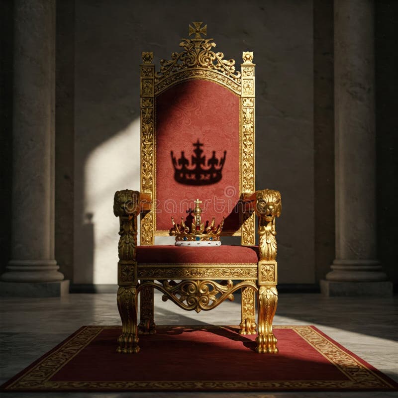 An Empty Throne with a Crown and a Shadow As a Symbol of Power. Stock ...