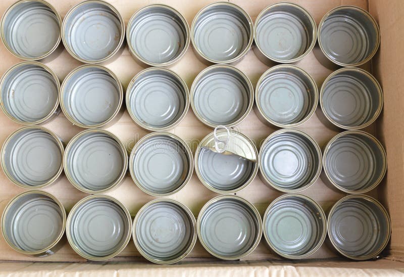 Empty Tin Can Food in Paper Box Stock Photo - Image of reuse, empty ...