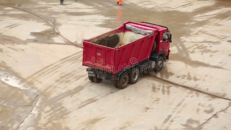 Dump Truck Unloads Sand and Went on, at Sunny Stock Video - Video of ...