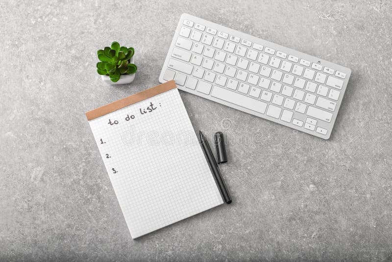 Empty To-do List and Computer Keyboard on Grey Background Stock Image ...