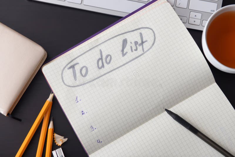 Empty To-do List with Stationery on Table Stock Image - Image of goal ...