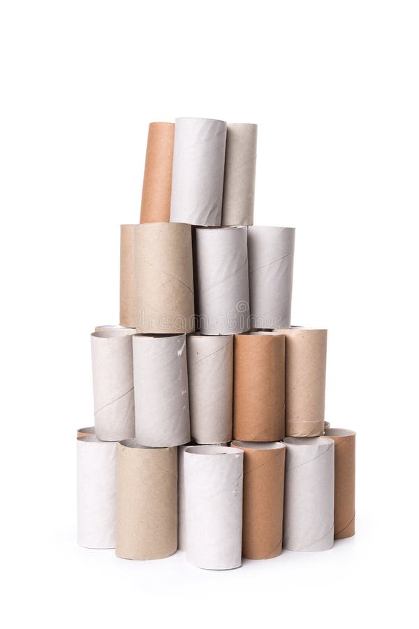 Empty Toilet Paper Rolls Stack Up on a White Background Stock Image ...