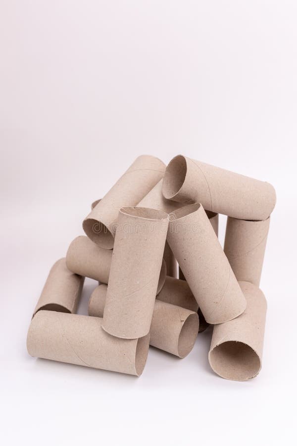 Empty toilet paper rolls stock image. Image of material - 197660057
