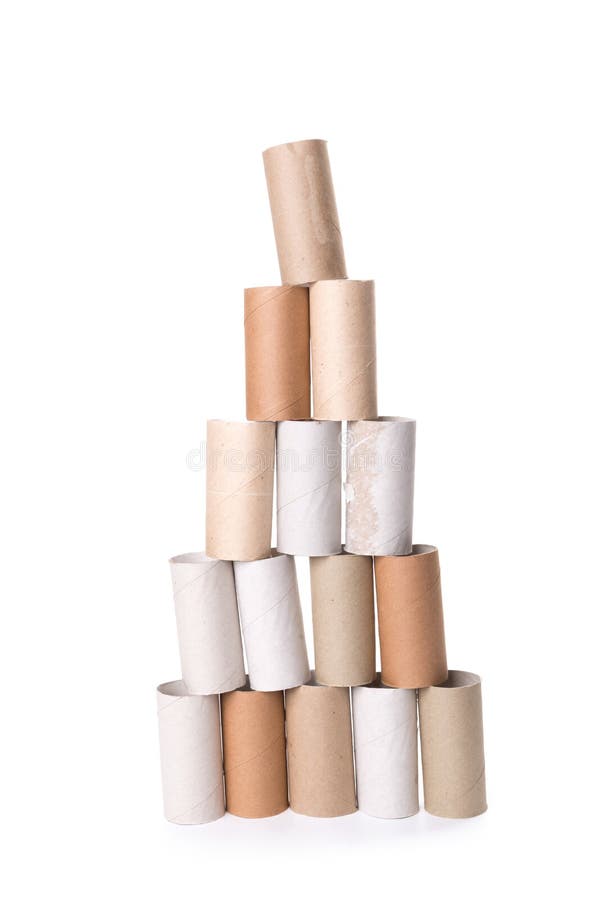 Empty Toilet Rolls Stack Up Isolated on a White Background Stock Image ...