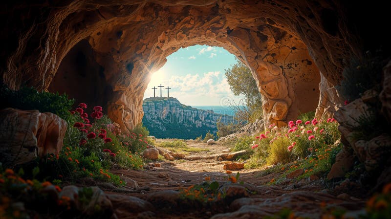 Empty tomb of Jesus Christ stock illustration. Illustration of ...