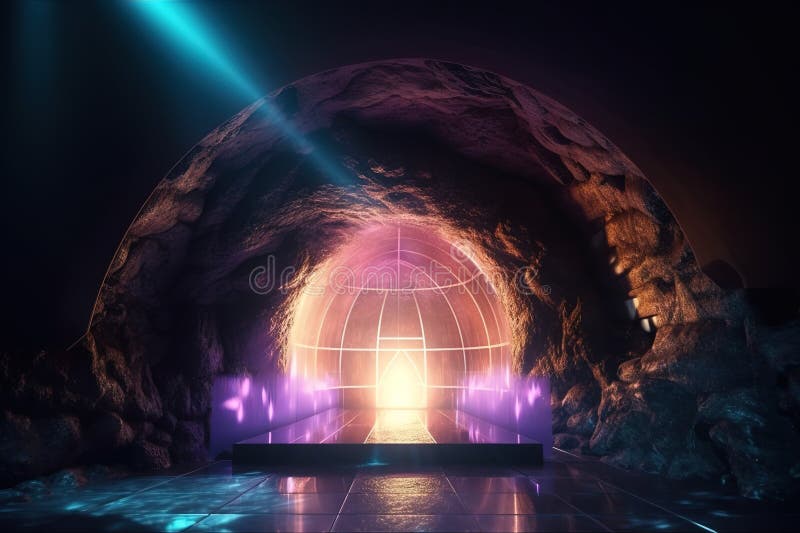 Empty Tomb of Jesus Christ with Light Born To Die. Generative AI Stock ...