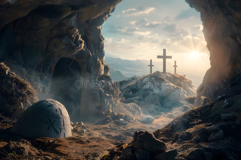 The Empty Tomb Jesus Resurrected As in Bible Stock Image - Image of ...