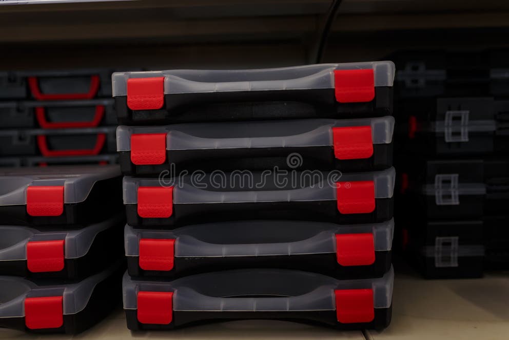 Empty Tool Boxes or Containers for Instruments on Supermarket Shelf ...