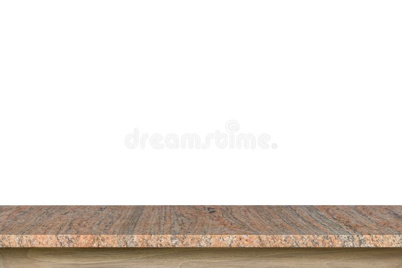 Empty Top of Granite Stone Table Isolated on White Background Stock ...