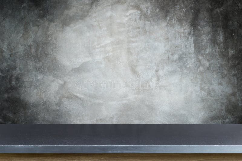 Empty Top of Natural Stone Table and Stone Wall Background Stock Image ...