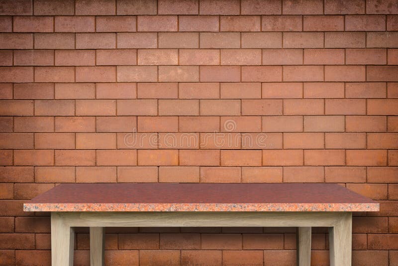 Empty Top of Natural Stone Table and Stone Wall Background Stock Photo ...