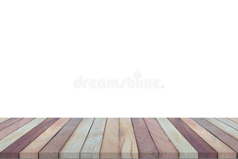 Empty Top View of Wooden Table or Counter (shelf) Isolated on White ...