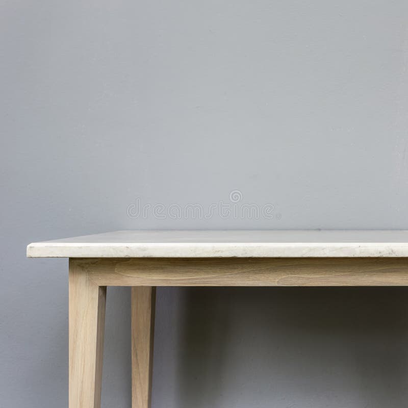 Empty Top Of White Mable Stone Table On Grey Wall Background Stock ...