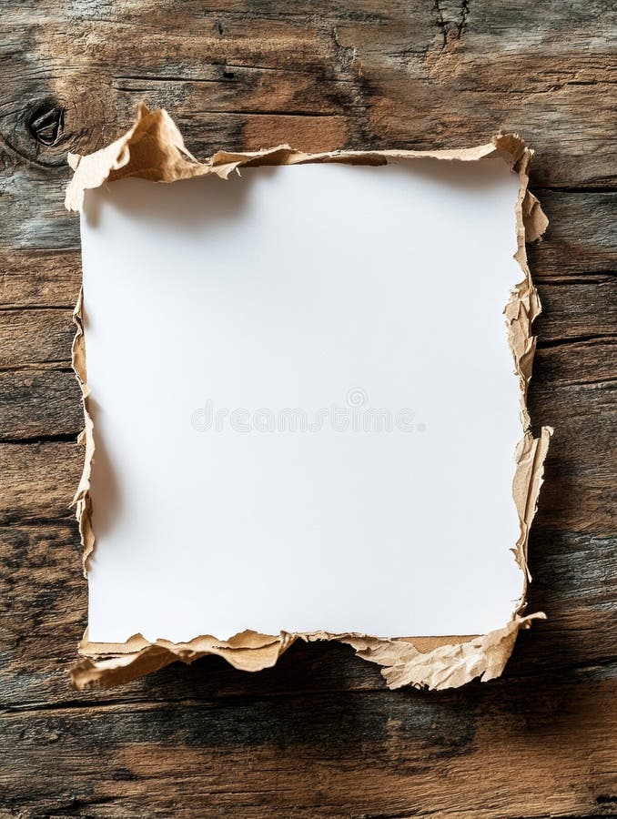 Empty Torn Paper on Rustic Wooden Surface Offers Space for Creative ...