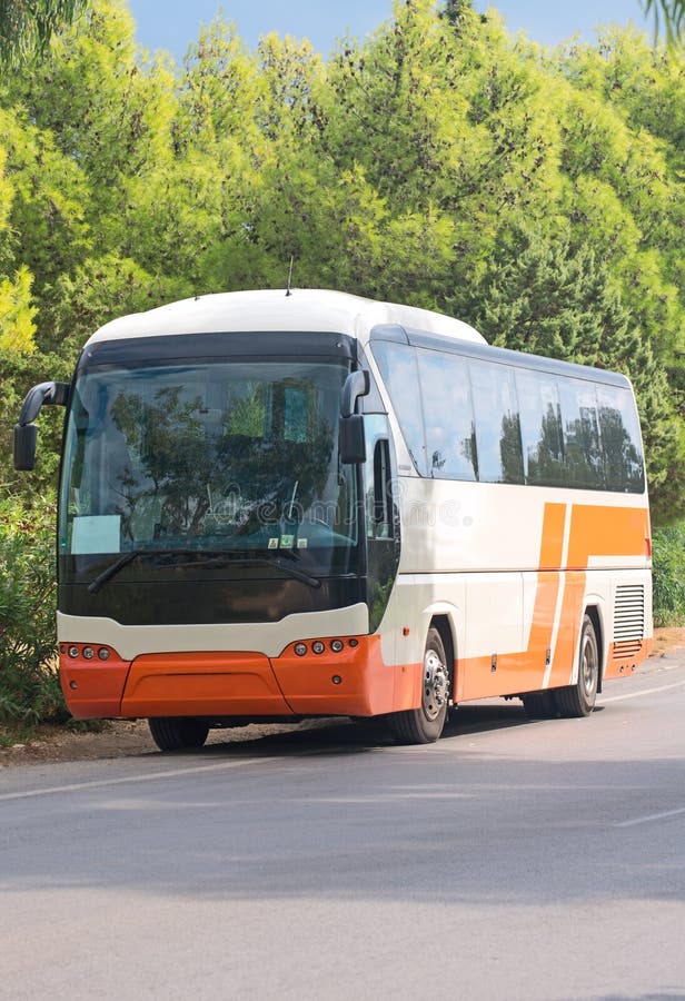 Empty tourist bus. stock image. Image of automobile, business - 63097351