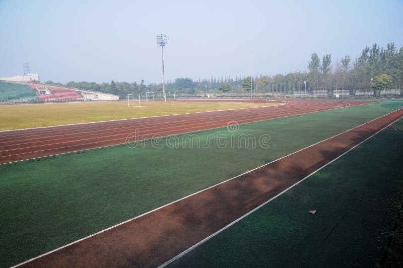 Empty tracks and field stock image. Image of sport, morning - 35939773
