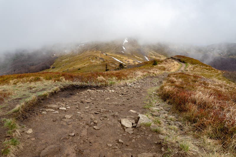 Empty Trail in the Mountains of Central Europe. a Path Leading High in ...