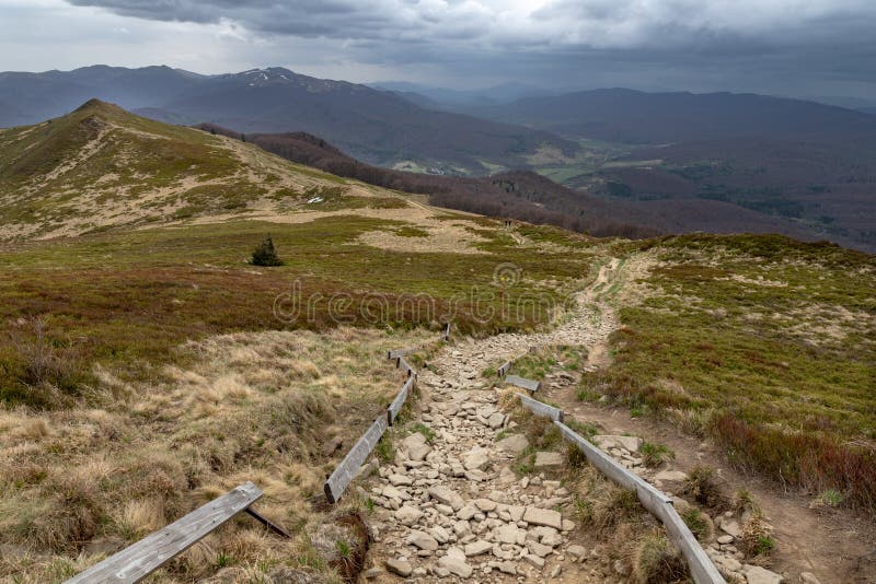 Empty Trail in the Mountains of Central Europe. a Path Leading High in ...