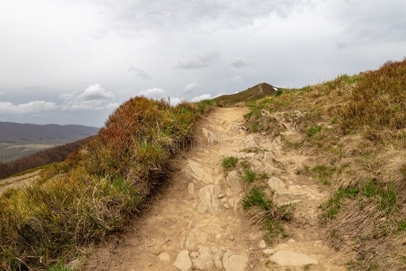 Empty Trail in the Mountains of Central Europe. a Path Leading High in ...