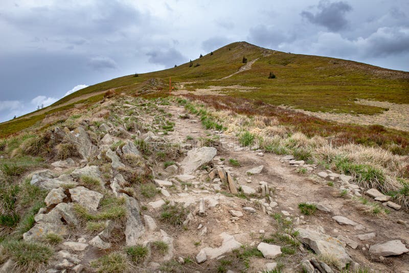 Empty Trail in the Mountains of Central Europe. a Path Leading High in ...