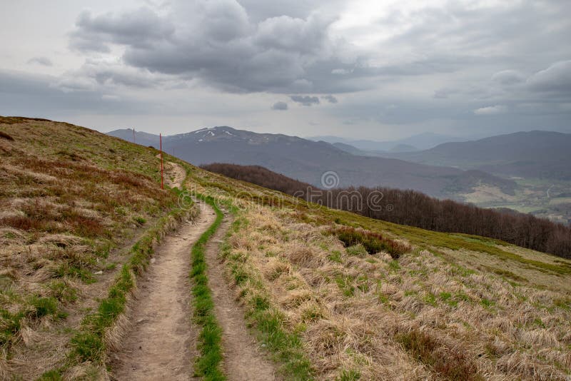 Empty Trail in the Mountains of Central Europe. a Path Leading High in ...