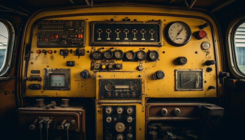 Dashboard in the Cabin of a Locomotive Stock Image - Image of ...