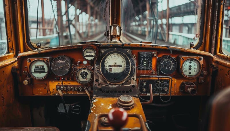Dashboard in the Cabin of a Locomotive Stock Image - Image of ...