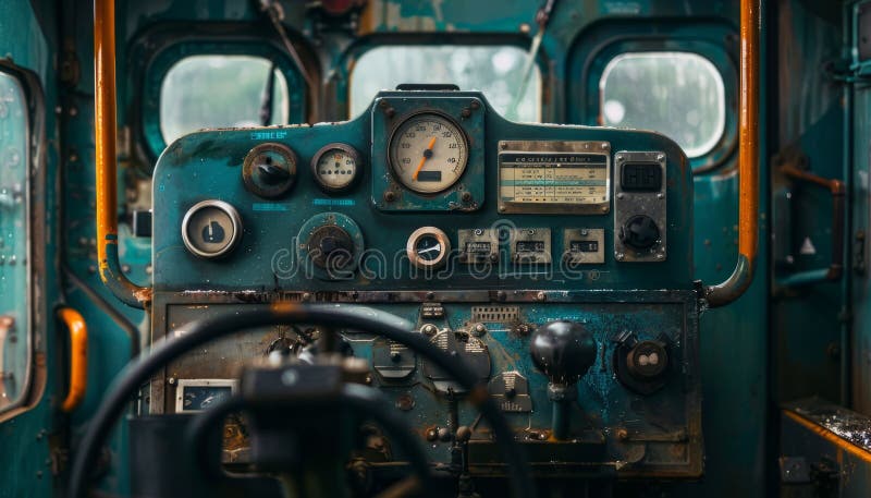 Dashboard in the Cabin of a Locomotive Stock Image - Image of driver ...