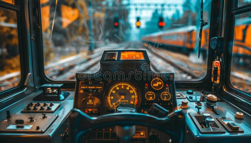 Dashboard in the Cabin of a Locomotive Stock Photo - Image of rail ...