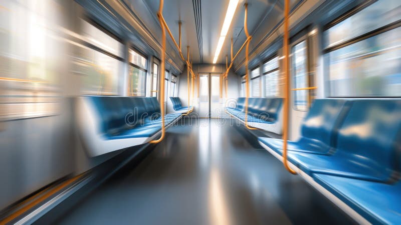Empty Train Car Interior with Motion Blur Stock Illustration ...