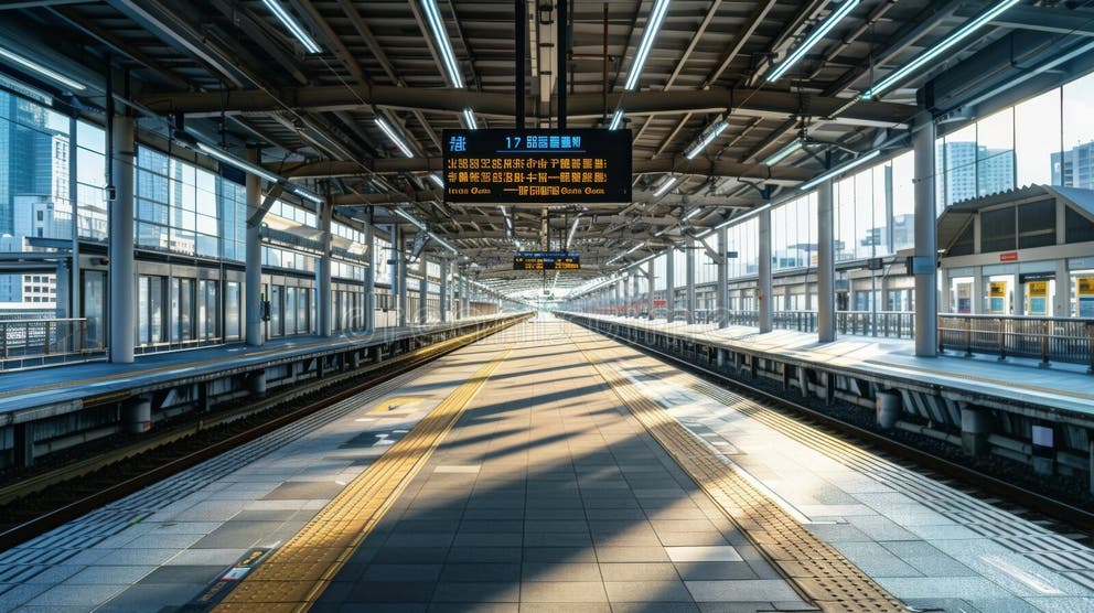 Empty Train Platform in Japan Stock Photo - Image of sign, window ...