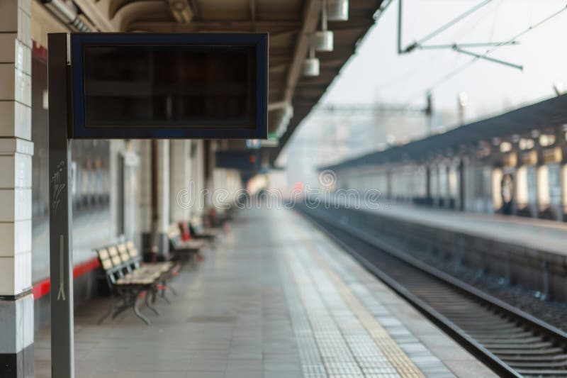 Empty Train Schedule Board at a Quiet Railway Station Stock ...
